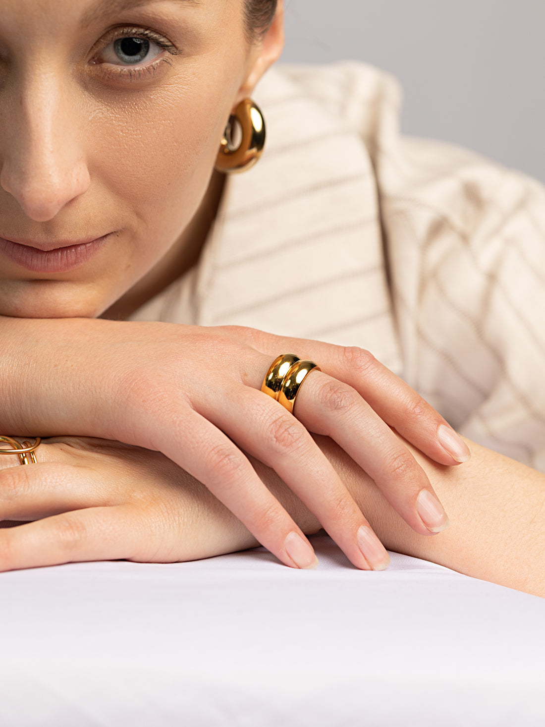Elo Chunky Double Band Ring | Bold Gold Ring | LILÉ Jewellery